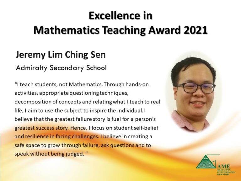 EMTA 2021 Recipient – Jeremy Lim Ching Sen – Association of Mathematics ...